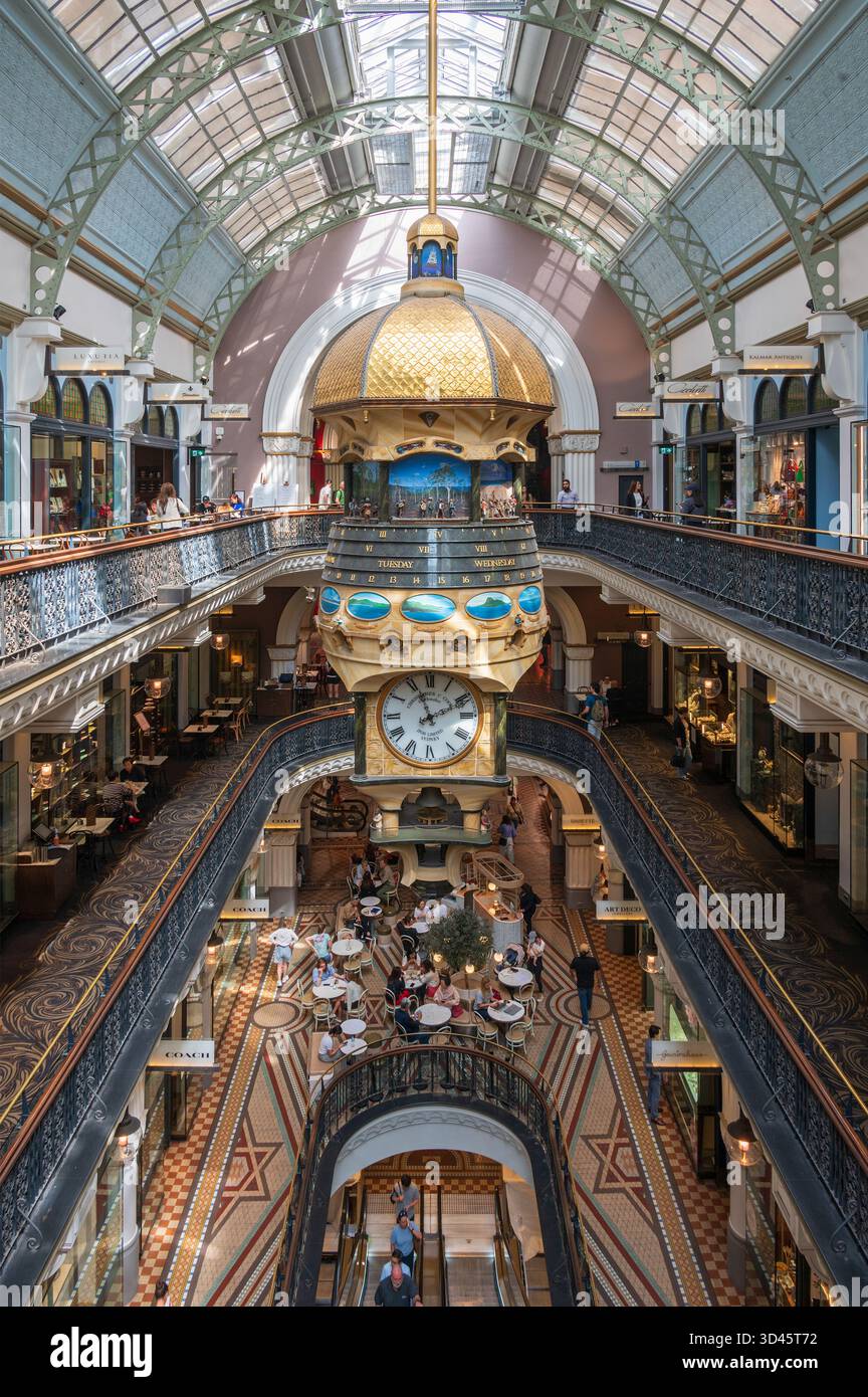 The Great Australian clock hanging in Queen Victoria Building (QVB), a ...