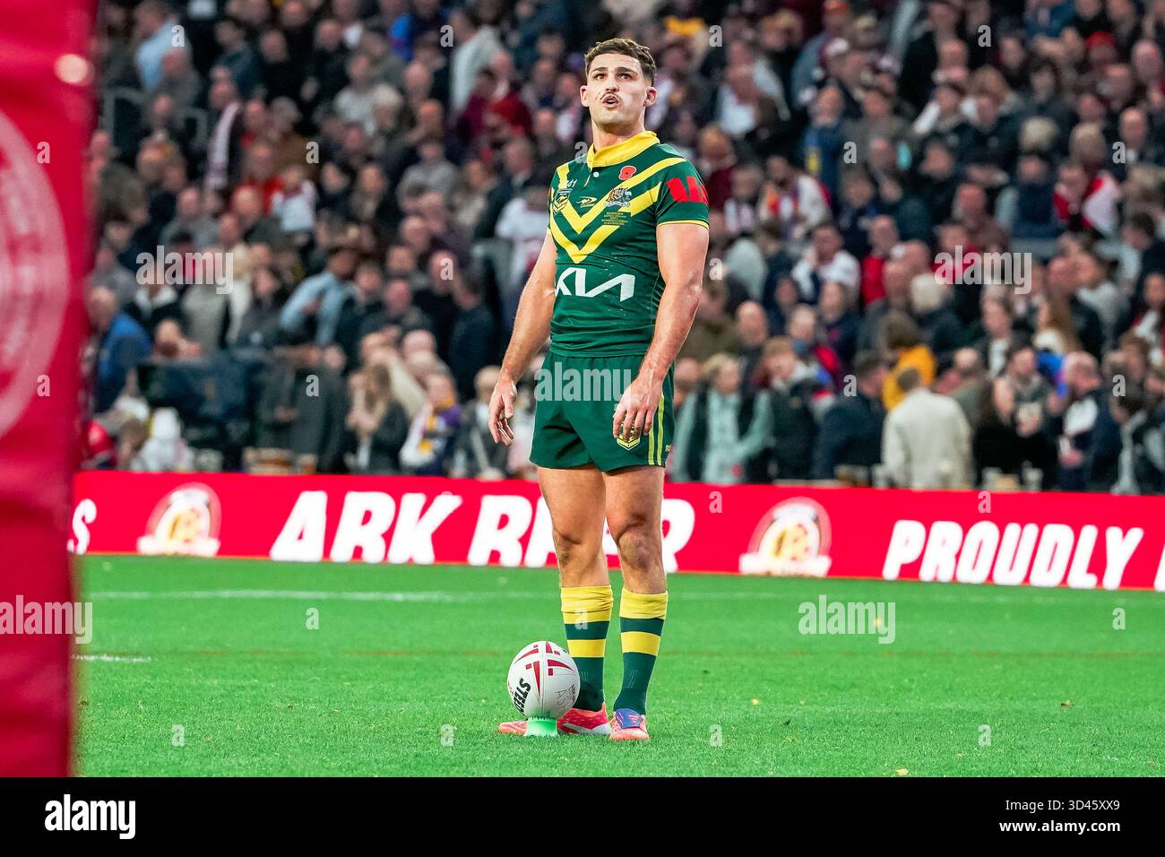 LEEDS, ENGLAND - November 8: Nathan Cleary of Australia lines up the ...