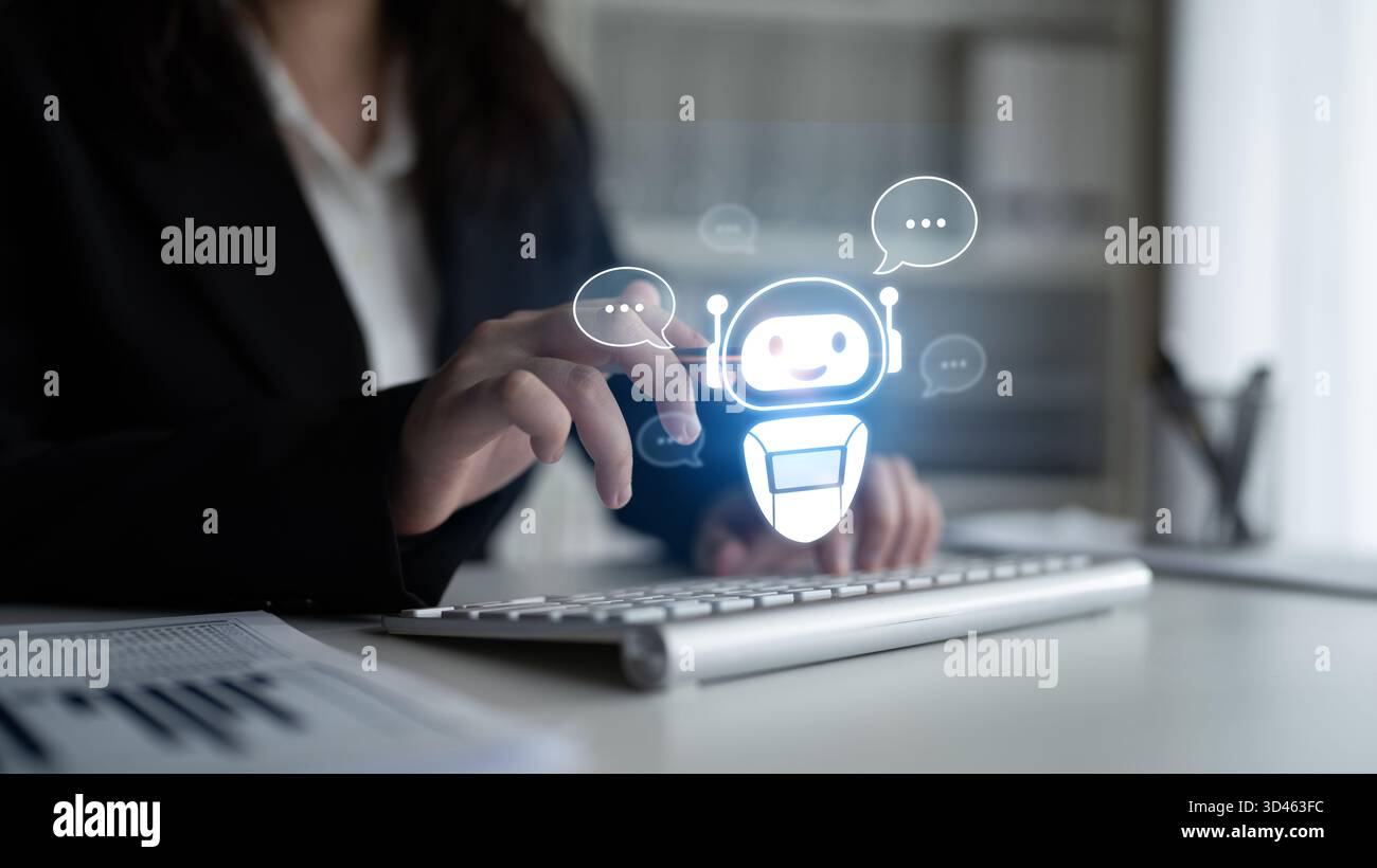 AI chatbot virtual assistant interacting with users through AI ...
