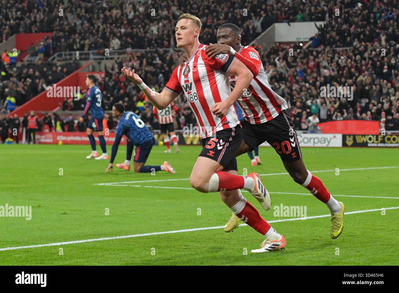Dan Ballard of Sunderland AFC celebrates his goal during the Premier ...