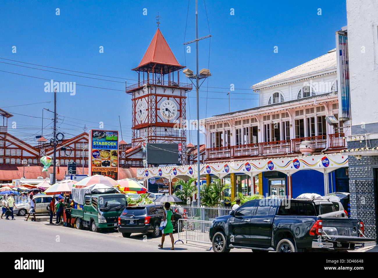 The iconic clock tower of the Stabroek Market building, the largest ...