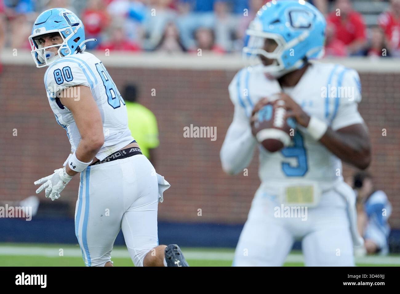 Citadel tight end Saul Diaz (80) looks for a pass from quarterback ...