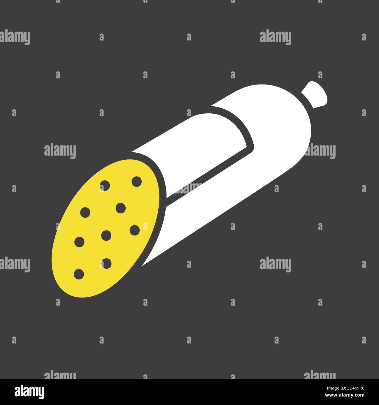 Solid black glyph icon of a cured salami stick, perfect for deli ...