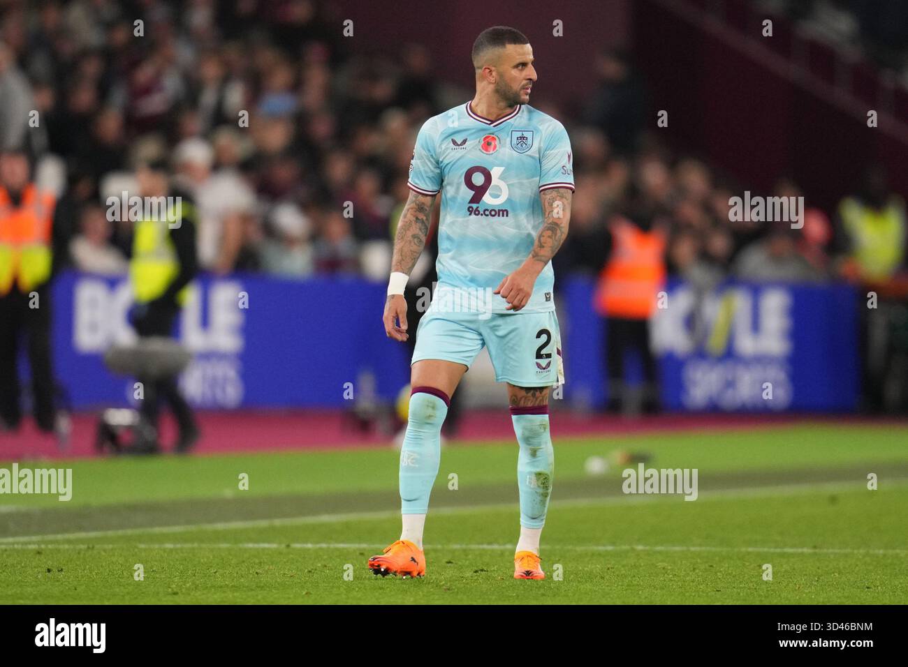 Kyle Walker of Burnley during the Premier League match West Ham United ...