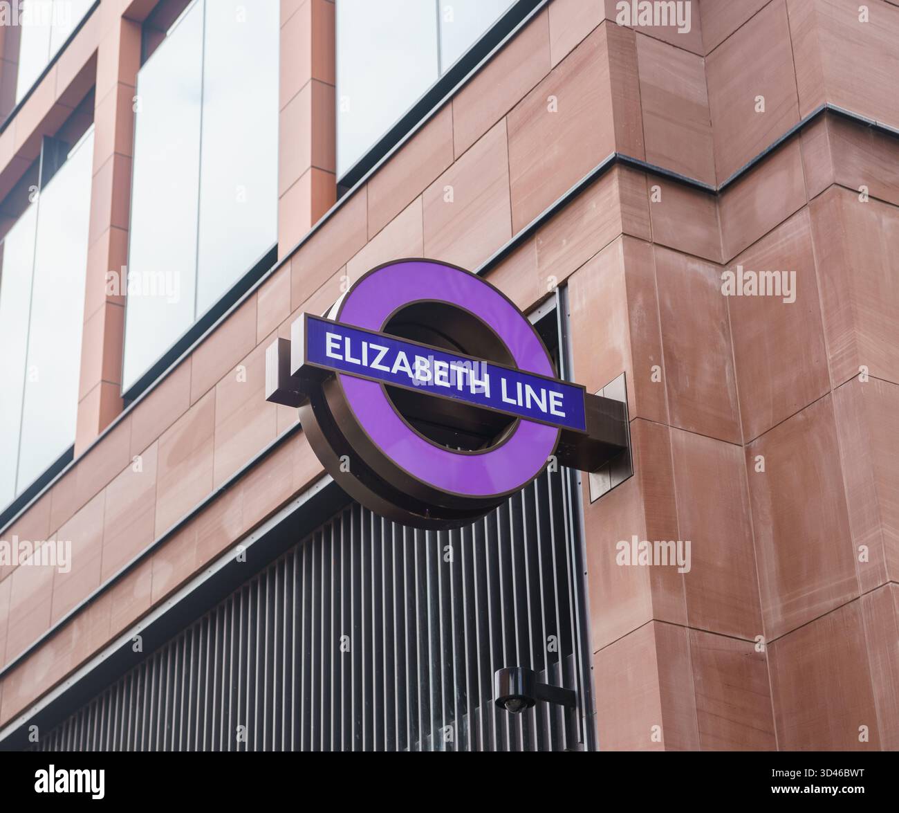 Sign for the Elizabeth Line a London TFL line open-end May 2022 Stock ...