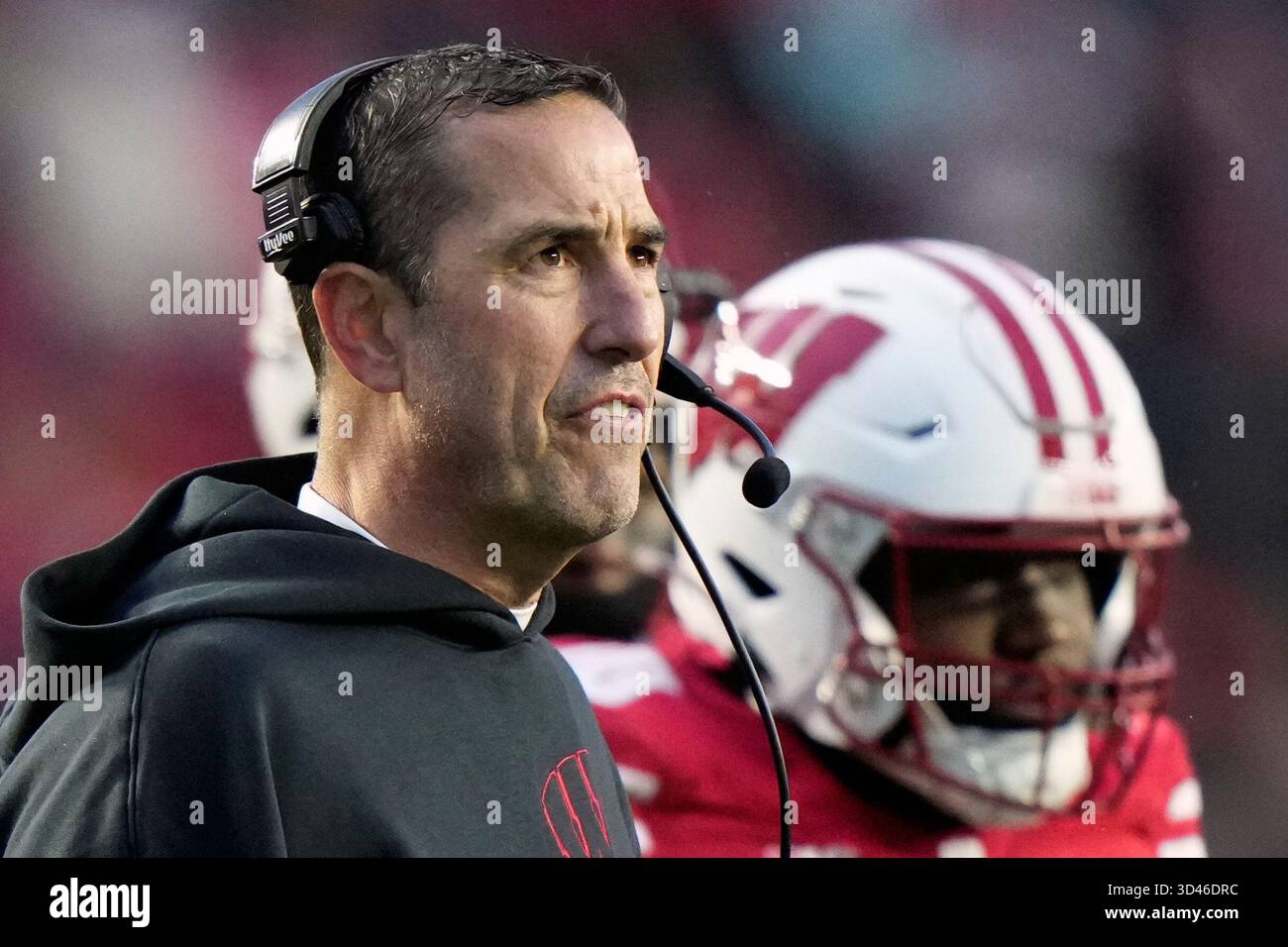 Wisconsin head coach Luke Fickell reacts during the first half of an ...