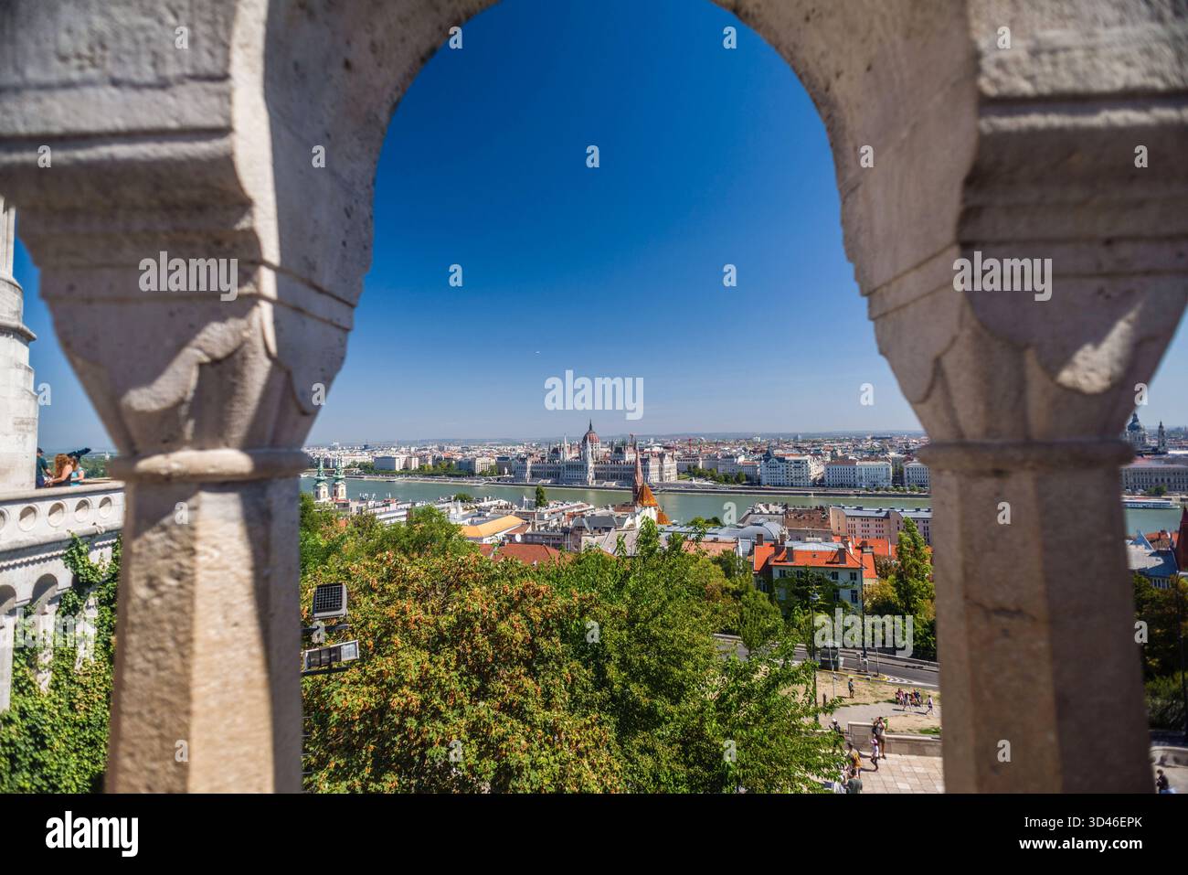Blick auf die Altstadt und die Donau in Budapest, Ungarn. Blick ...