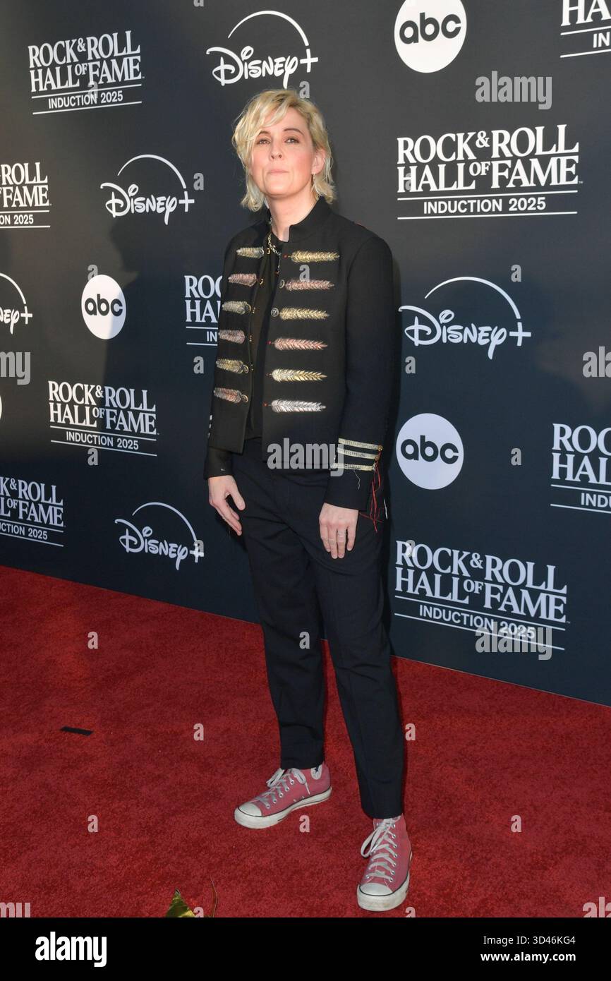 Brandi Carlile arrives at the 2025 Rock and Roll Hall of Fame Induction ...
