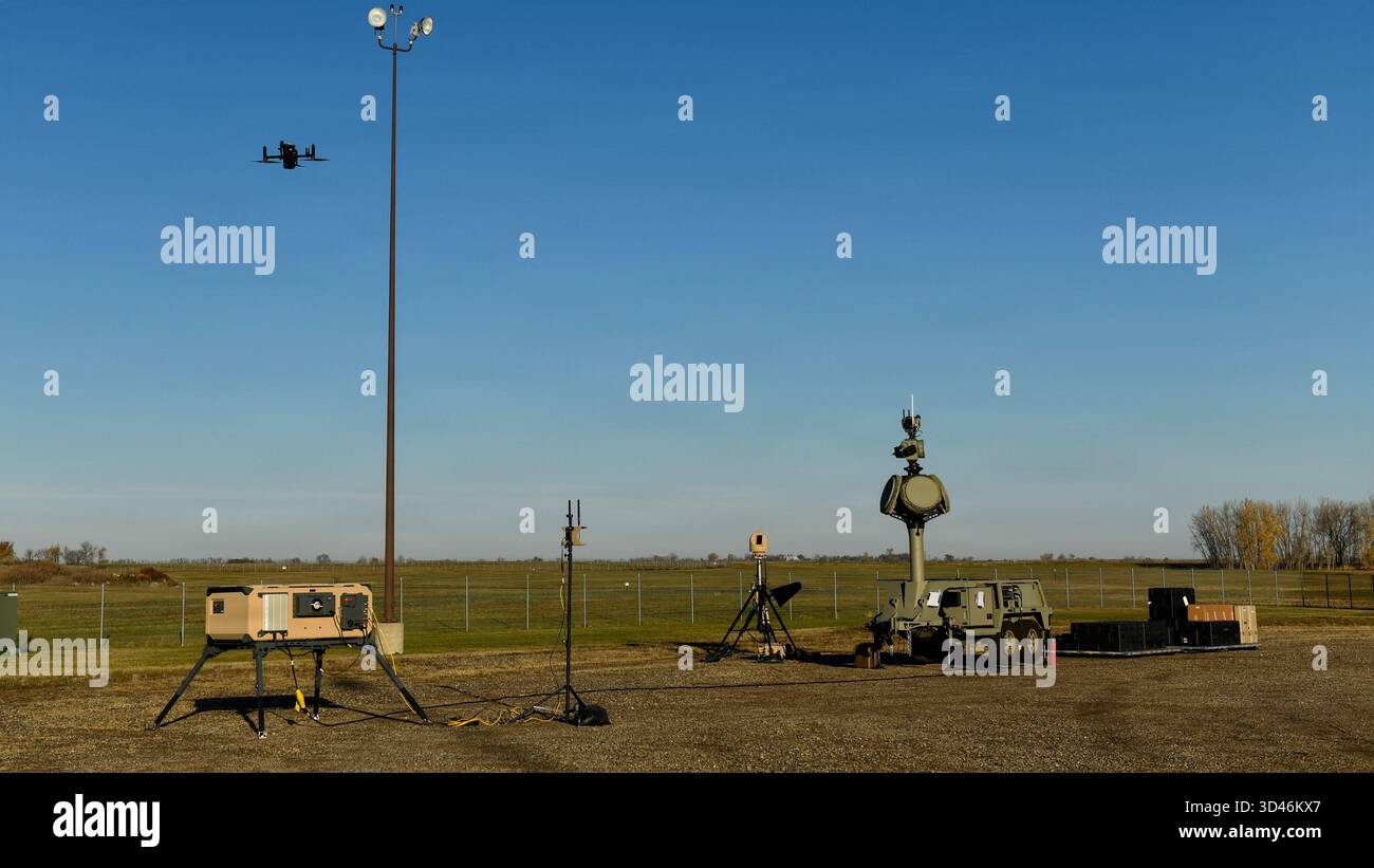 An Anvil drone interceptor launches from its platform in response to a ...