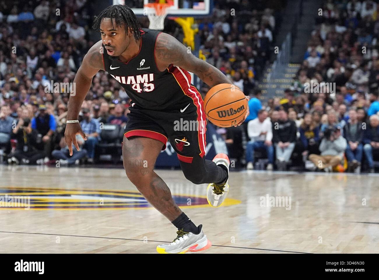 Miami Heat guard Davion Mitchell (45) in the first half of an NBA ...
