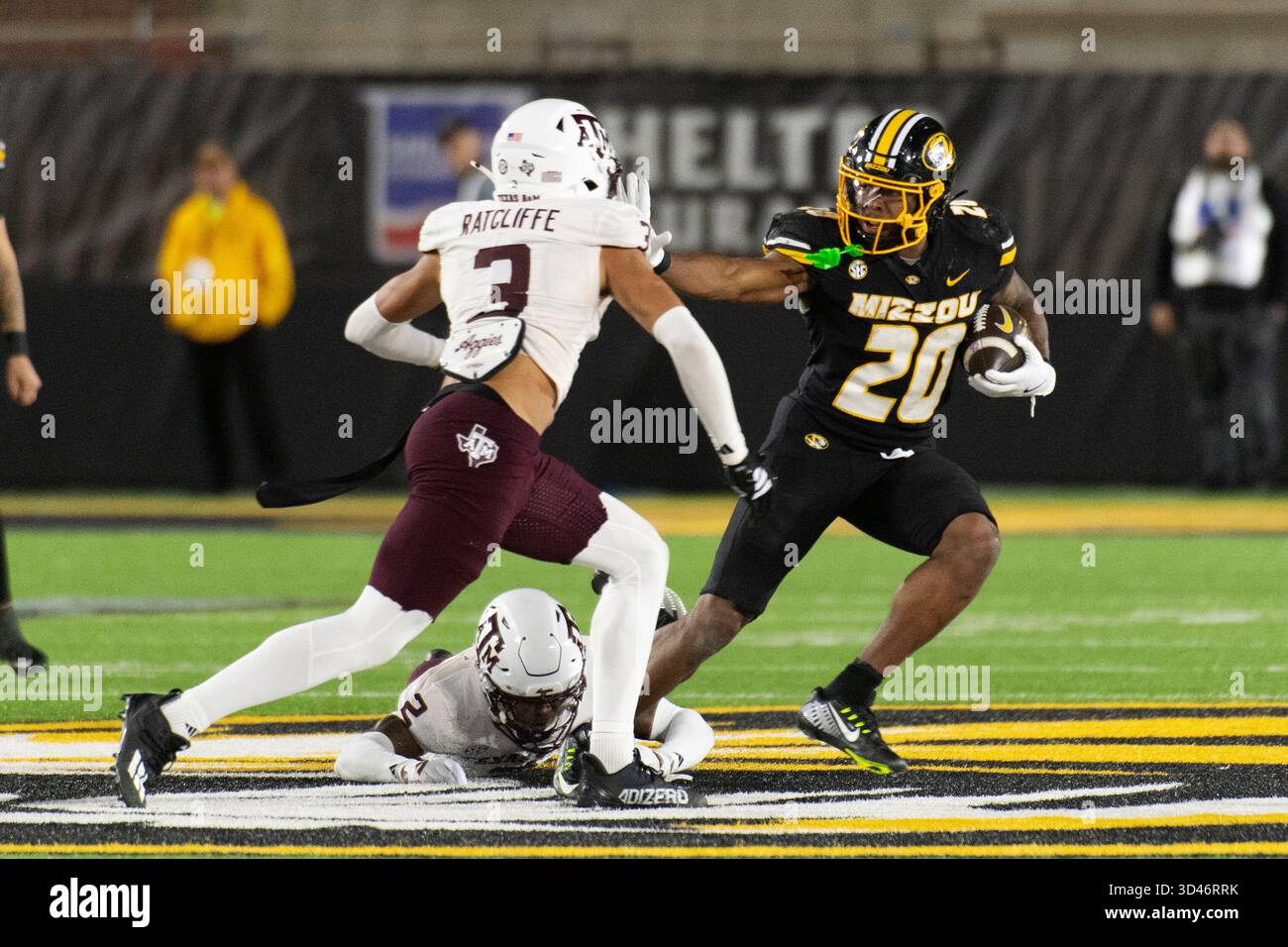 Missouri running back Jamal Roberts (20) pushes past Texas A&M safety ...