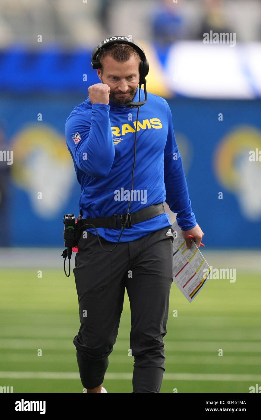 Los Angeles Rams head coach Sean McVay during the first half of an NFL ...