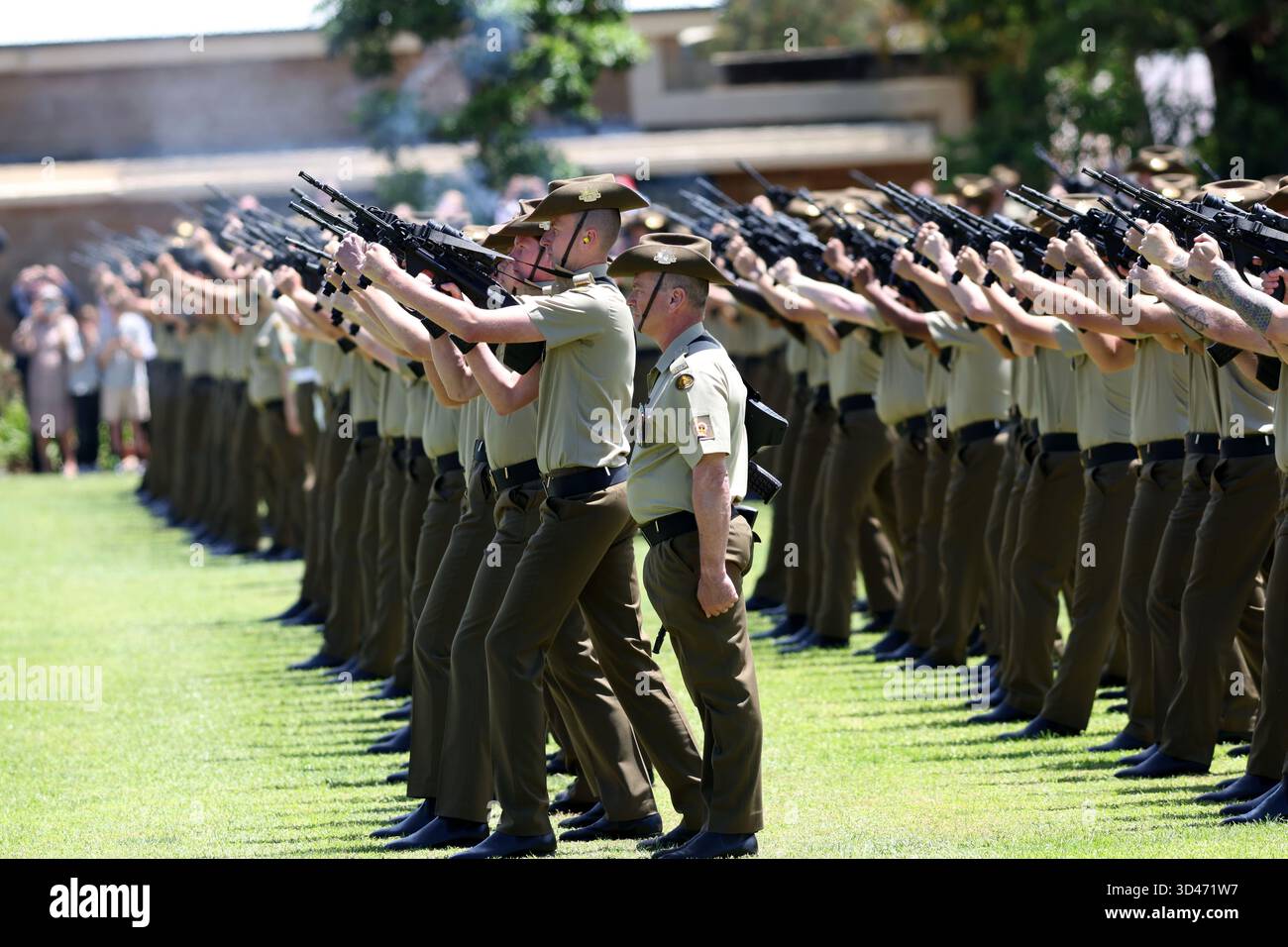Gun salute at the Centenary Parade at Victoria Barracks in Sydney, New ...