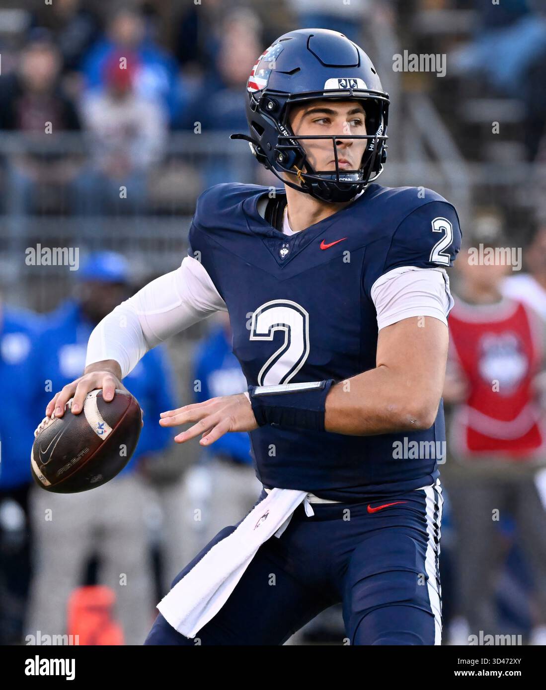 UConn quarterback Joe Fagnano (2) during the first half of an NCAA ...