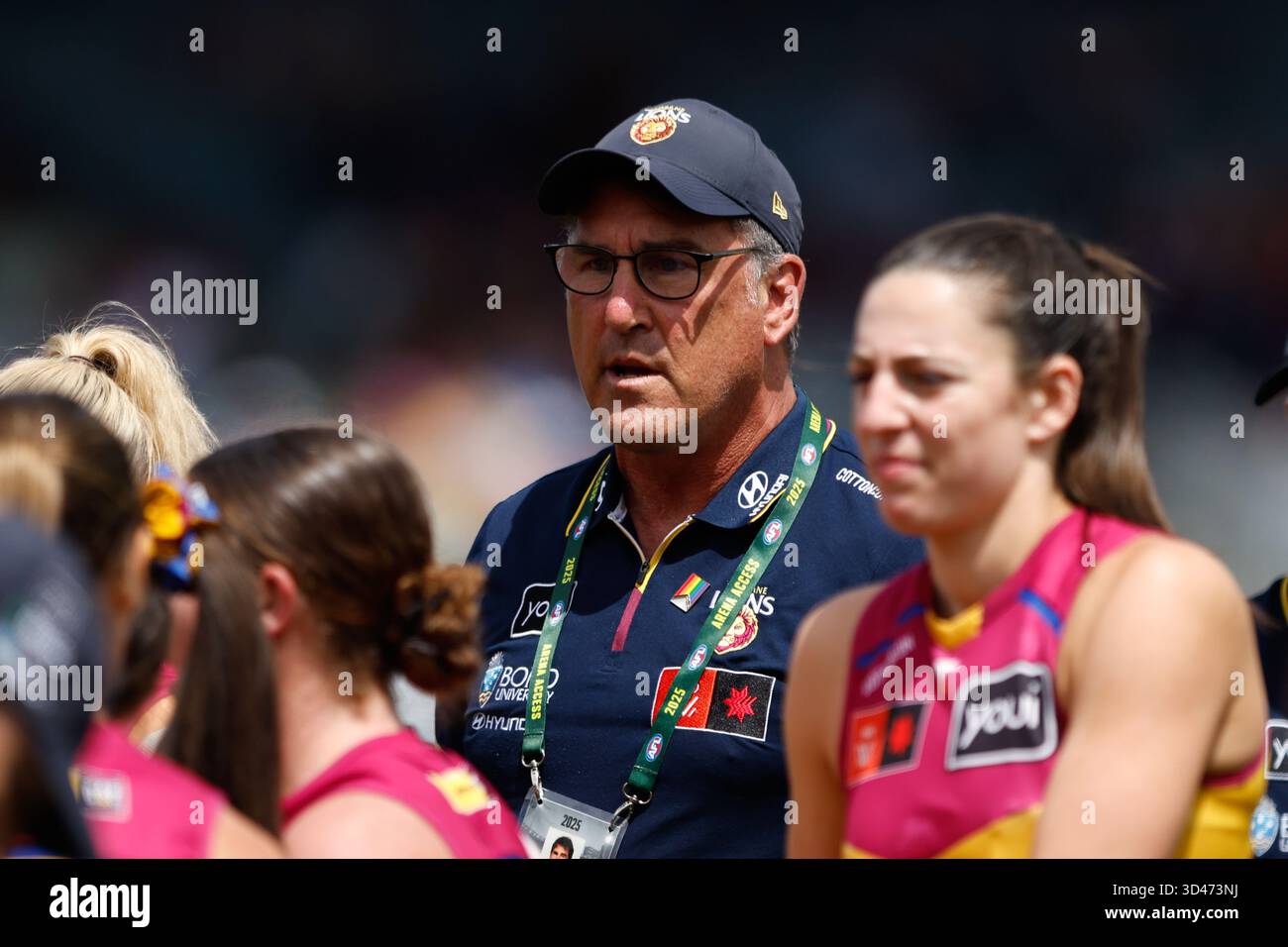 Craig Starcevich, Senior Coach of the Lions addresses his players ...