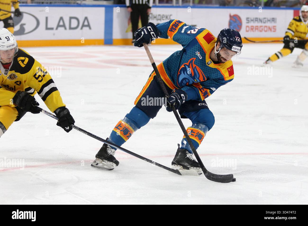 Gage Quinney (72) of Shanghai Dragons Hockey Club seen in action during ...