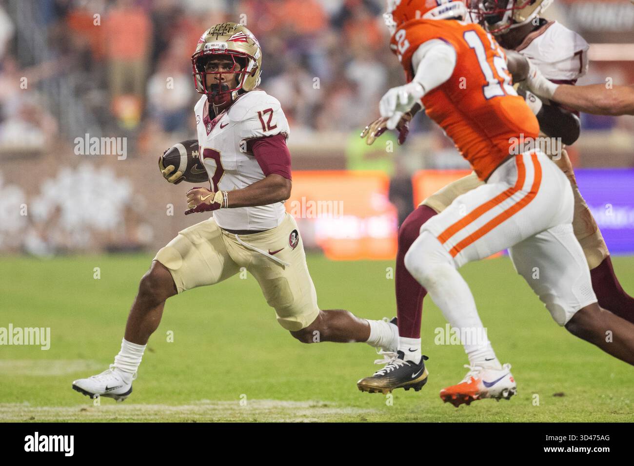 November 8, 2025: Florida State Seminoles running back Jaylin Lucas (12) runs the ball against ...