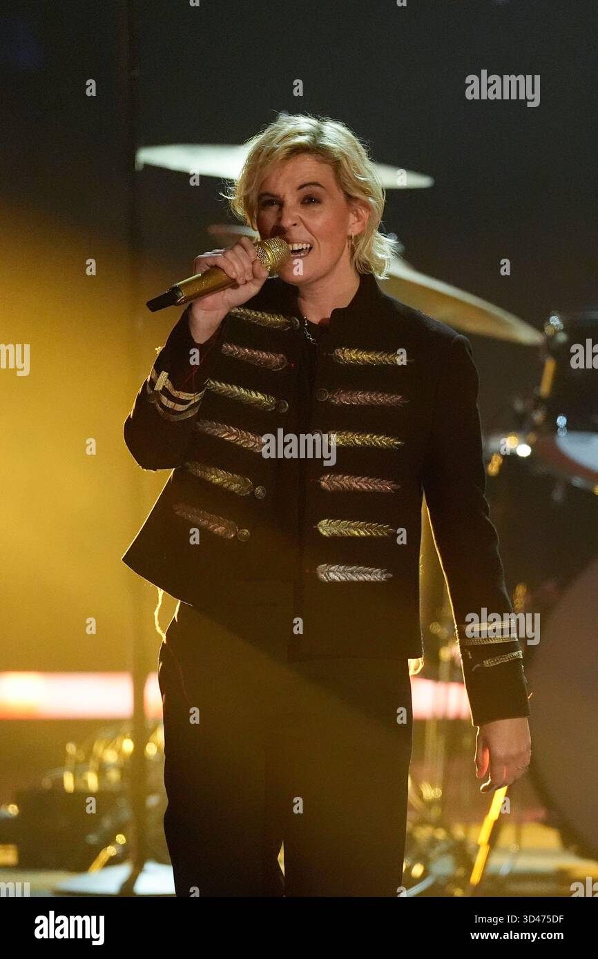 Brandi Carlile performs during the 2025 Rock and Roll Hall of Fame ...