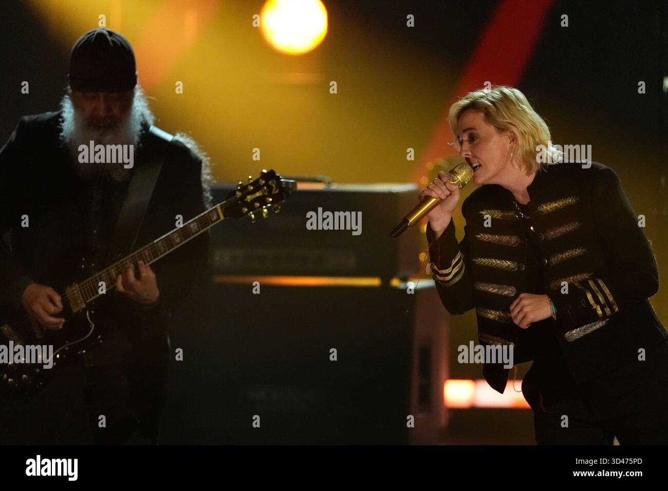 Brandi Carlile, right performs with Kim Thayil of Soundgarden, during ...