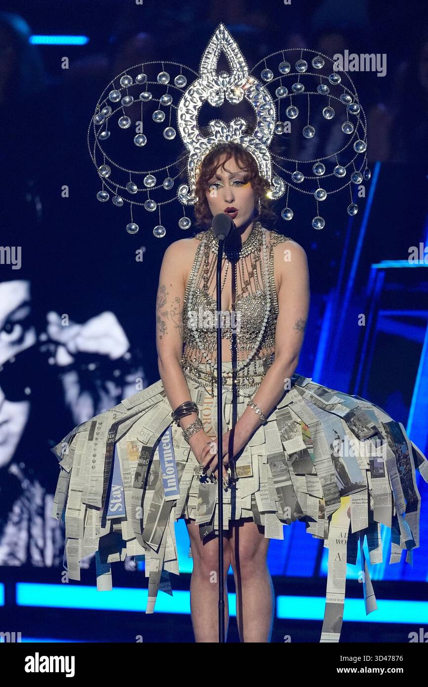 Chappell Roan performs during the 2025 Rock and Roll Hall of Fame ...