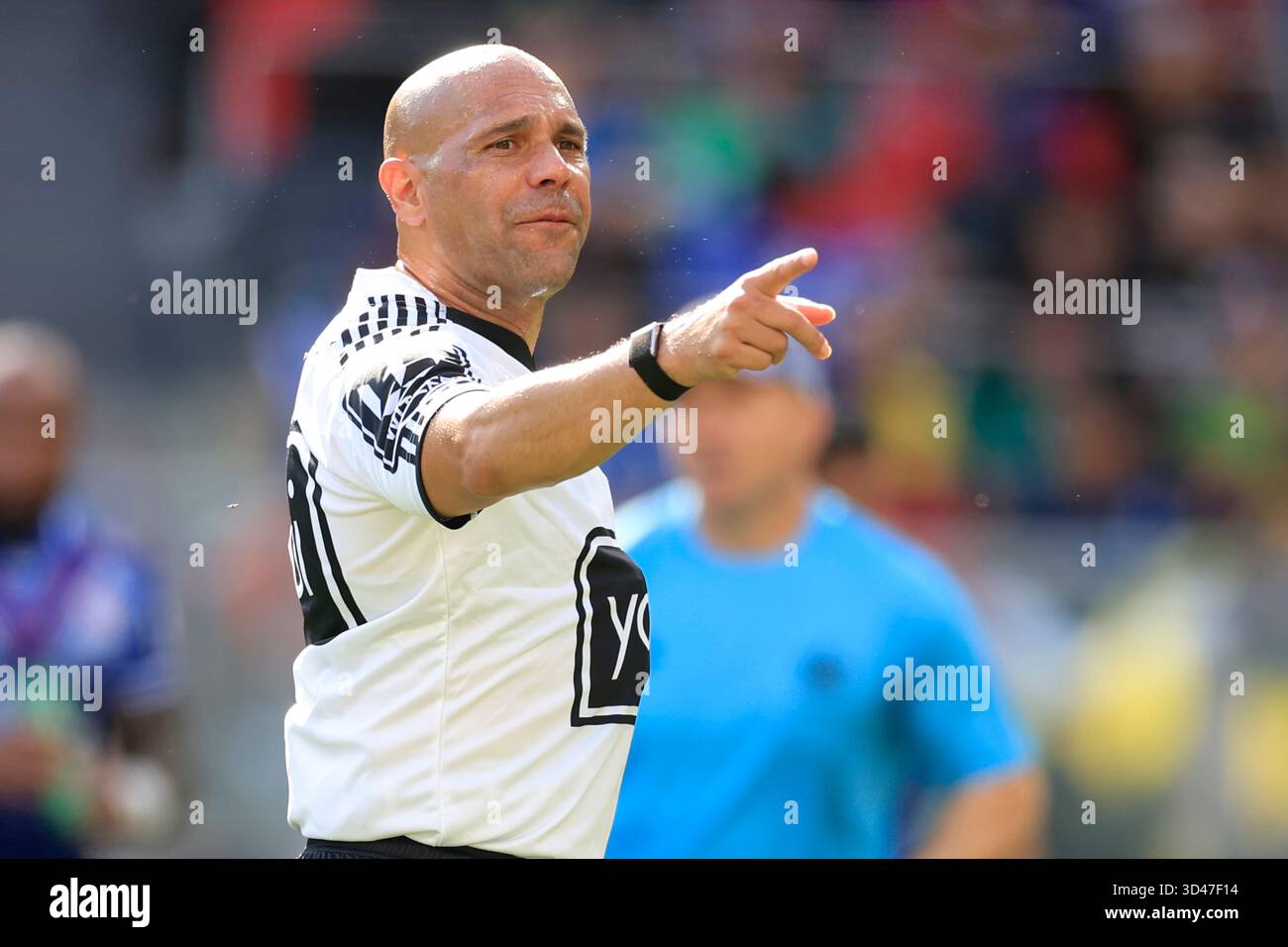 Ashley Klein referees during the rugby league Pacific Cup Men’s match ...
