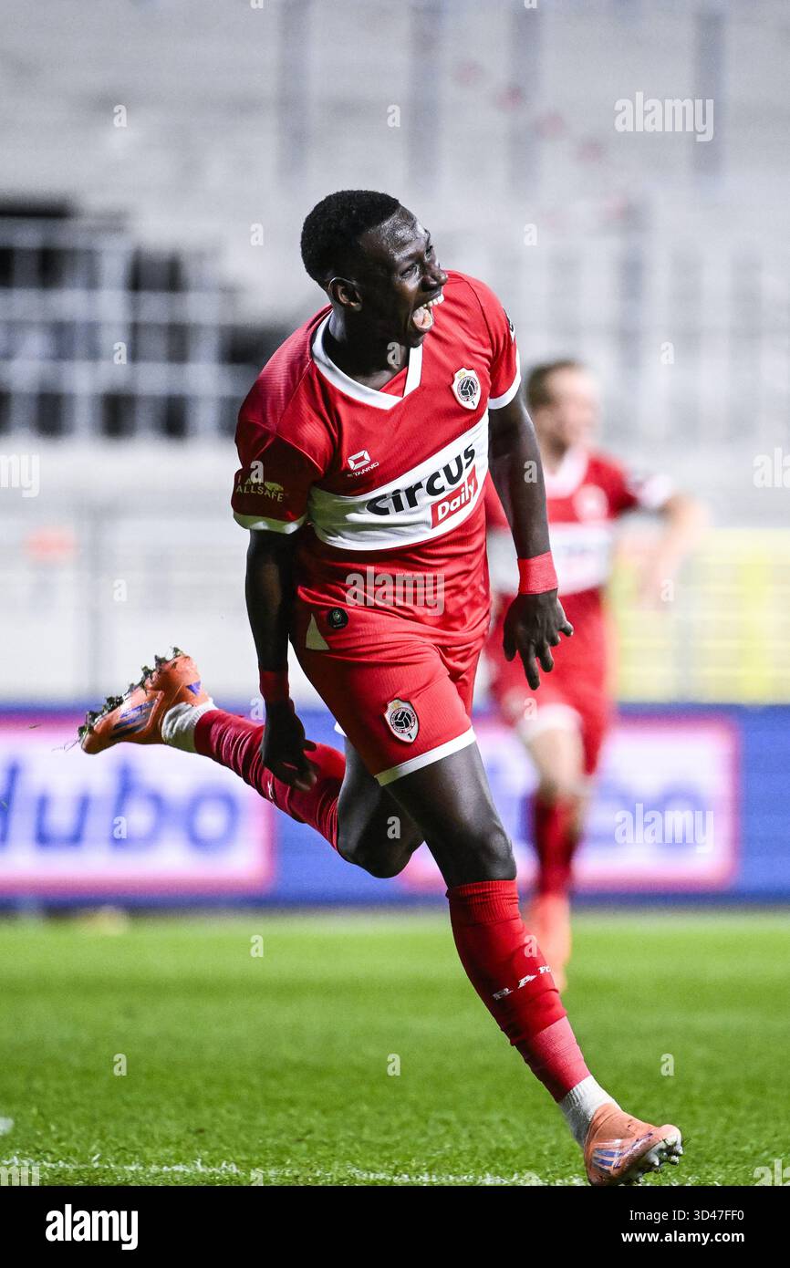 Antwerp's Marwan Al-Sahafi celebrates after scoring during a soccer ...