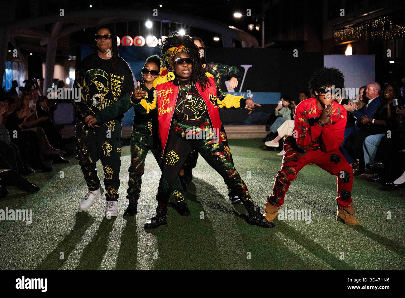 November 8, 2025: Austin Fashion Week models in action during nighttime ...