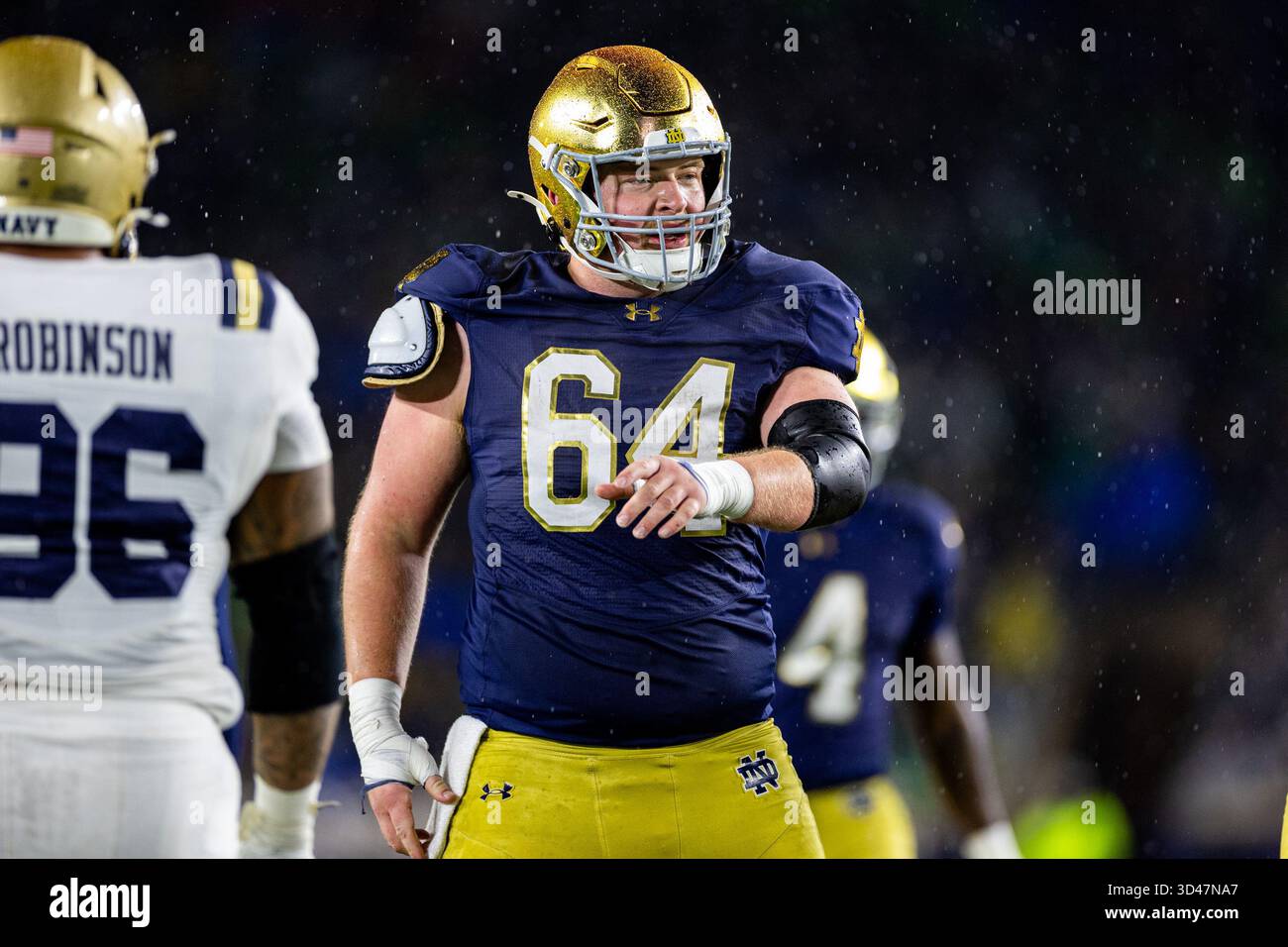 November 08, 2025: Notre Dame offensive lineman Joe Otting (64) during ...