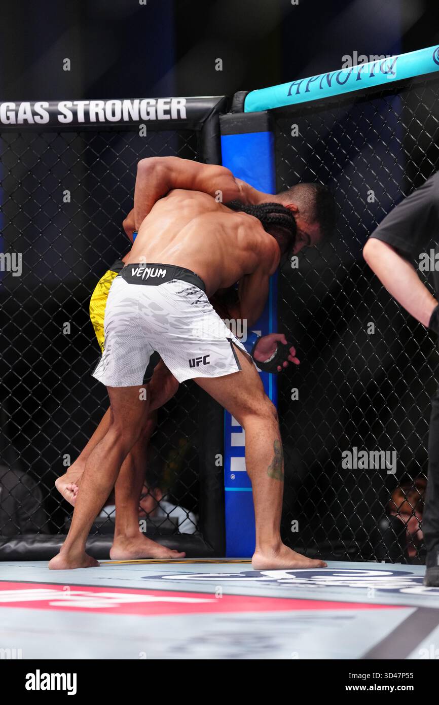 LAS VEGAS, NV - NOV 8: Chris Padilla and Ismael Bonfim meet in the octagon for a 3-round bout at ...