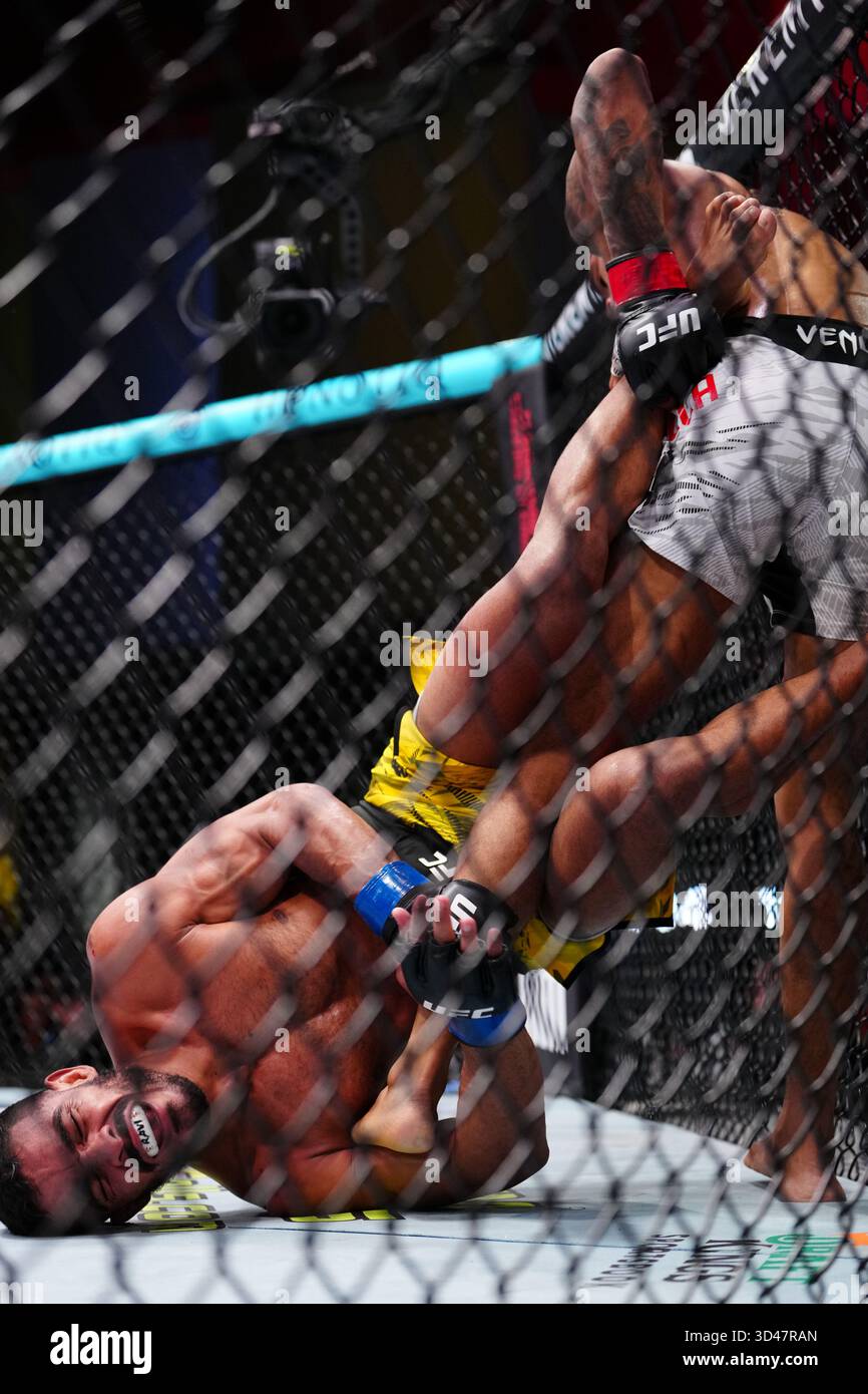 LAS VEGAS, NV - NOV 8: Chris Padilla and Ismael Bonfim meet in the octagon for a 3-round bout at ...