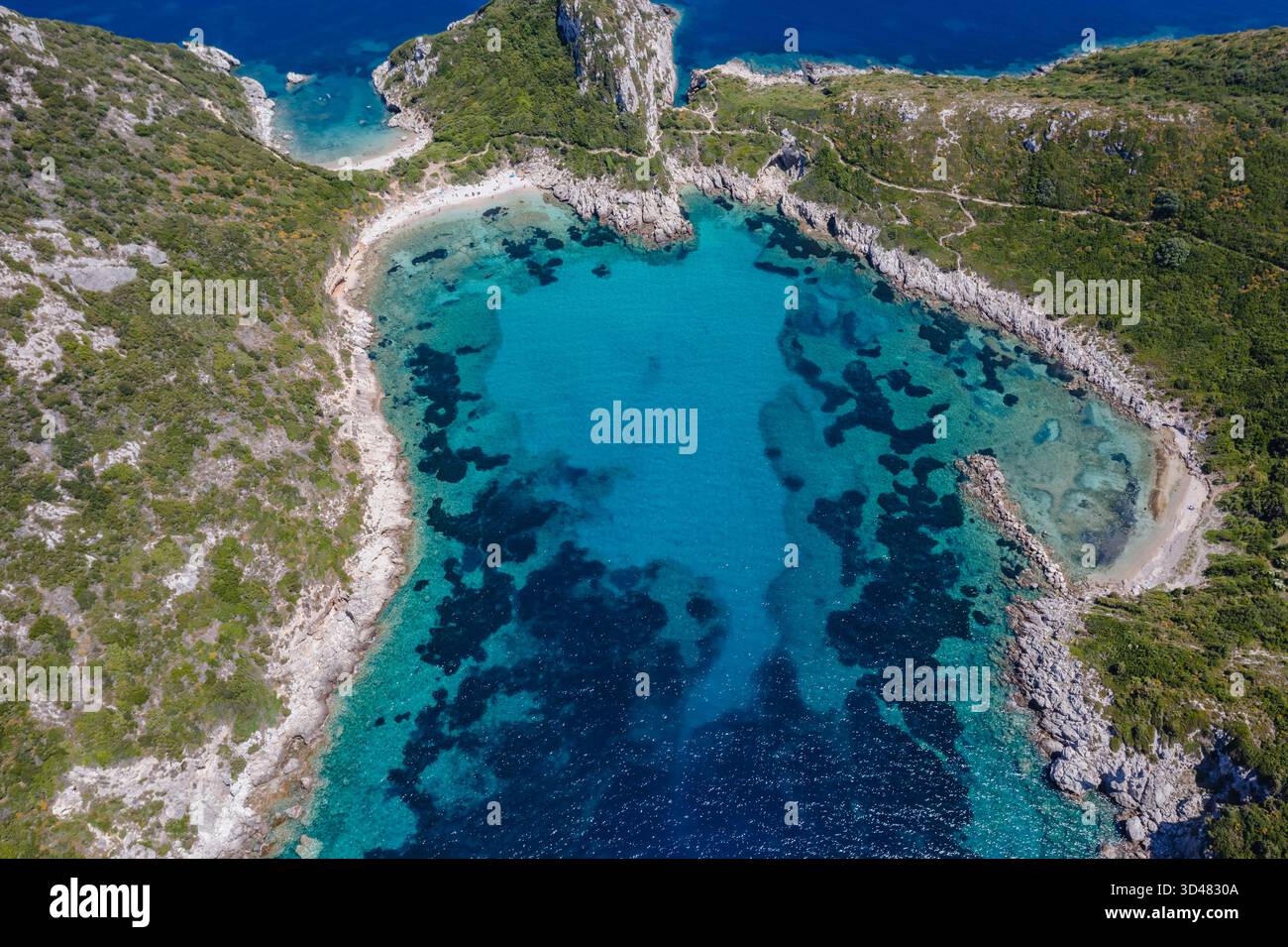 Drone view of Porto Timoni and Limni beach - famous double beach near ...