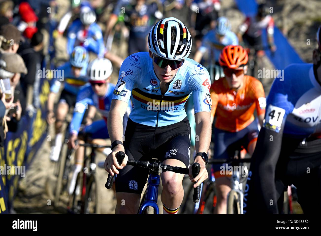 Belgian Arthur Janssens pictured in action during the junior men race at the UEC Cyclocross ...