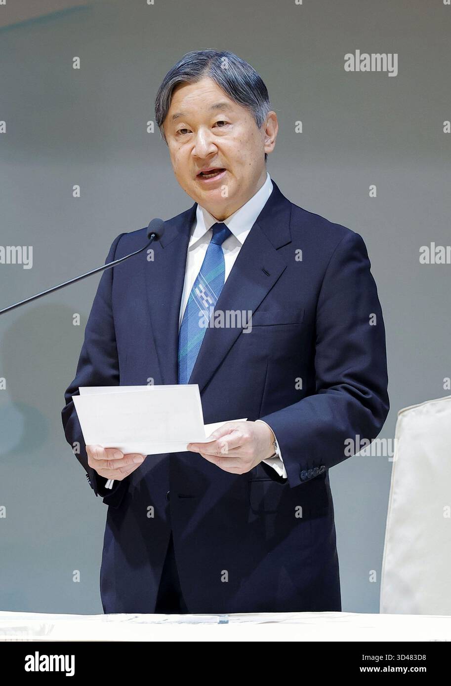 Japanese Emperor Naruhito speaks at a fishery industry promotional ...