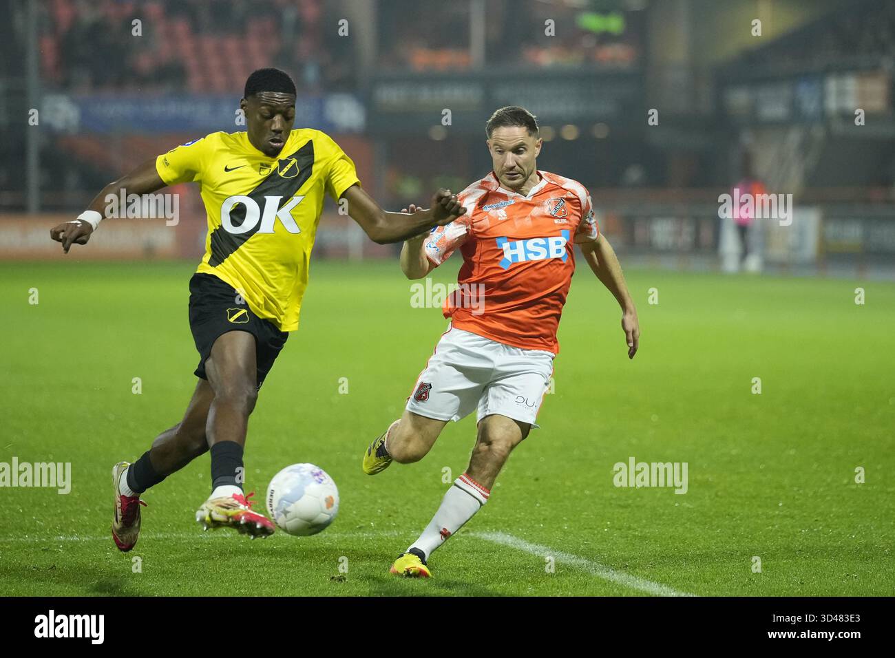 VOLENDAM - Cherrion Valerius of NAC Breda and Aaron Meijers of FC ...