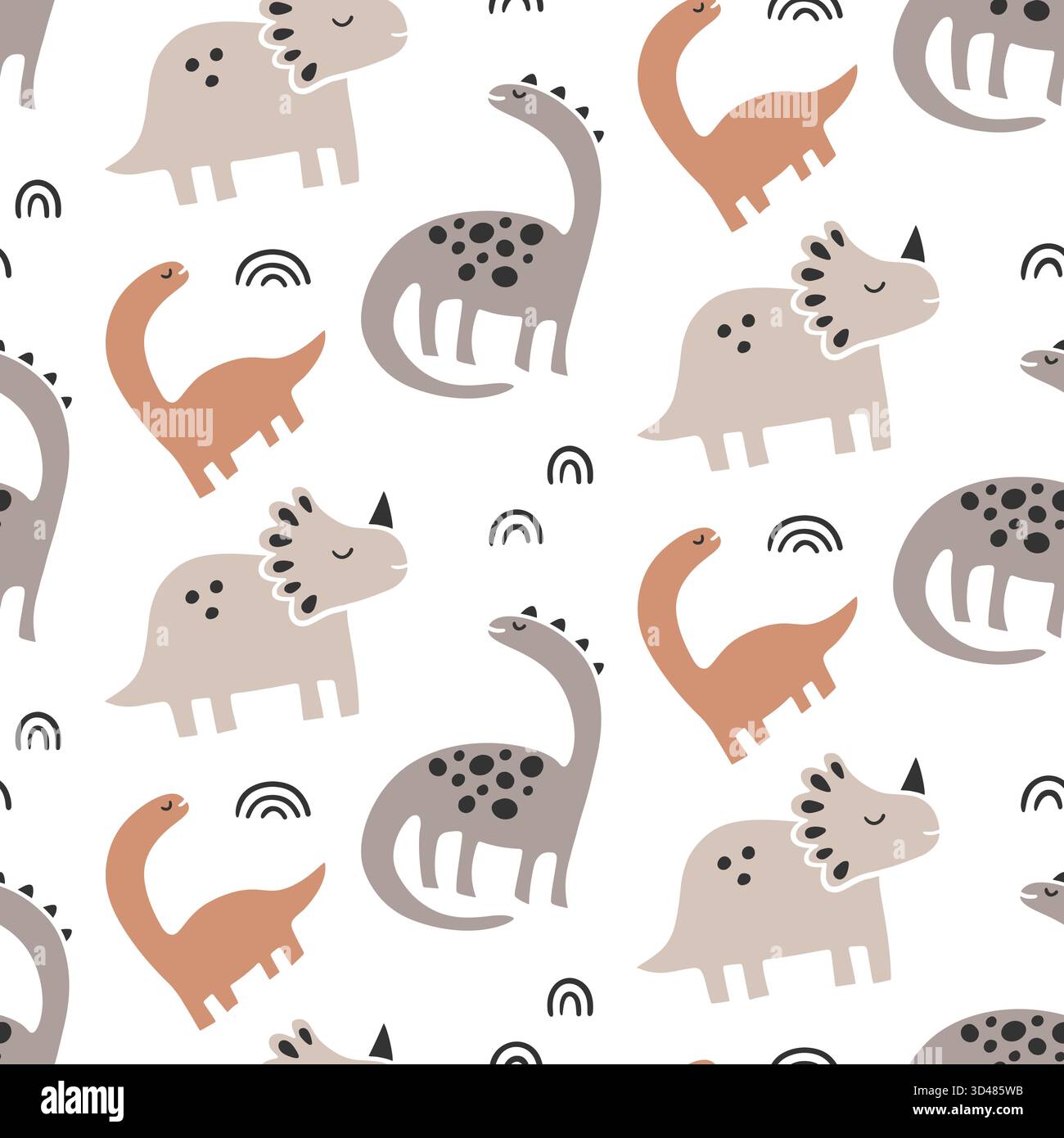 Cute Dinosaur Seamless Pattern Background Print Stock Vector Image ...