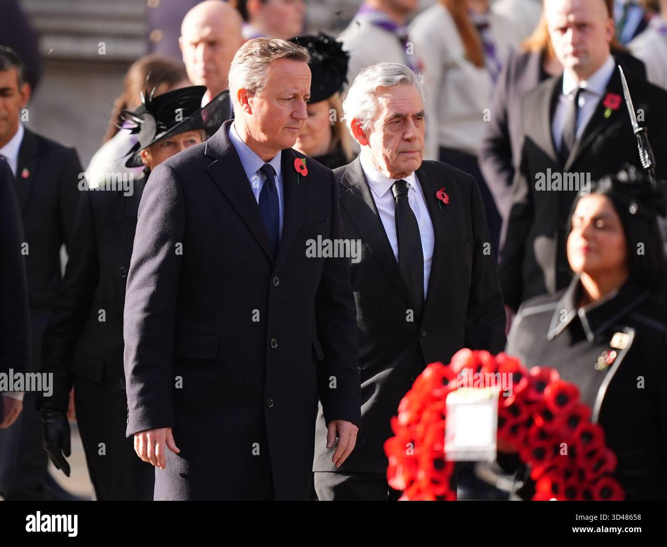 Former prime ministers Lord David Cameron and Gordon Brown, during the ...
