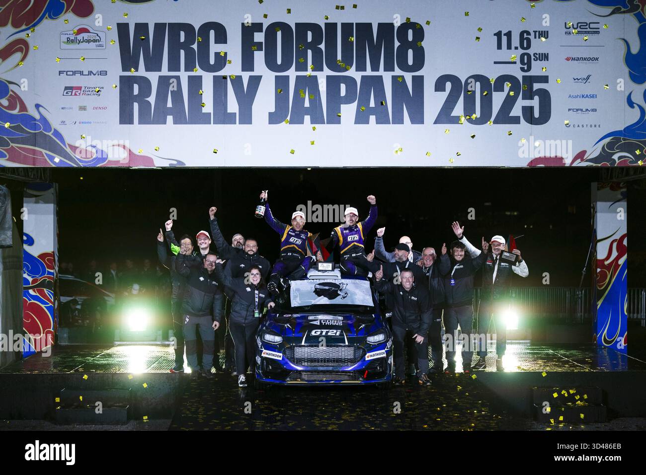Ghjuvanni ROSSI, Kylian SARMEZAN, Ford Fiesta Rally3, podium, portrait ...