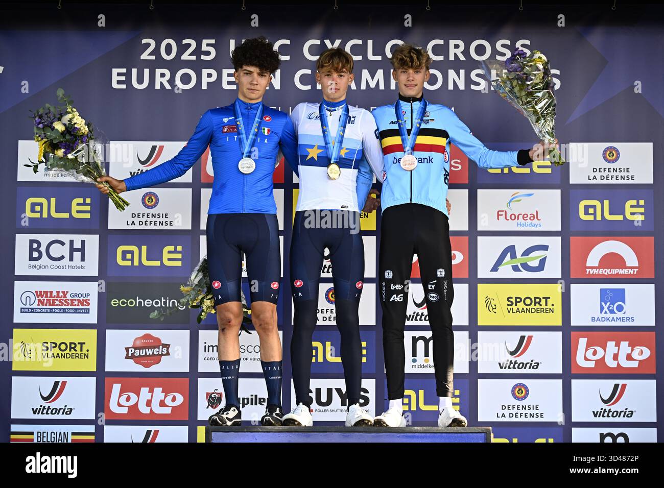 Italian Patrik Pezzo Rosola, Italian Filippo Grigolini and Belgian Giel ...