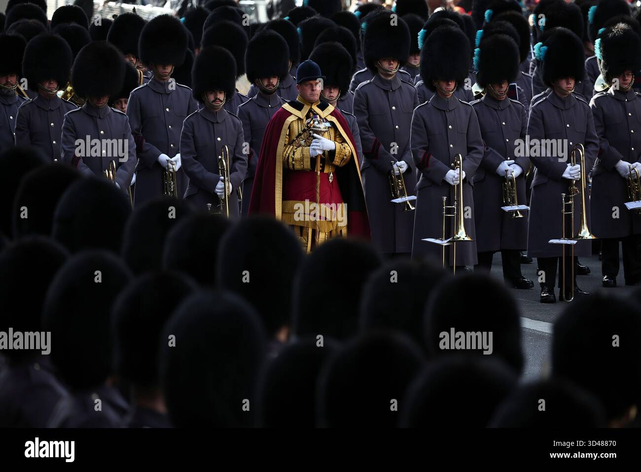 Members of the military parade during the Remembrance Sunday ceremony ...
