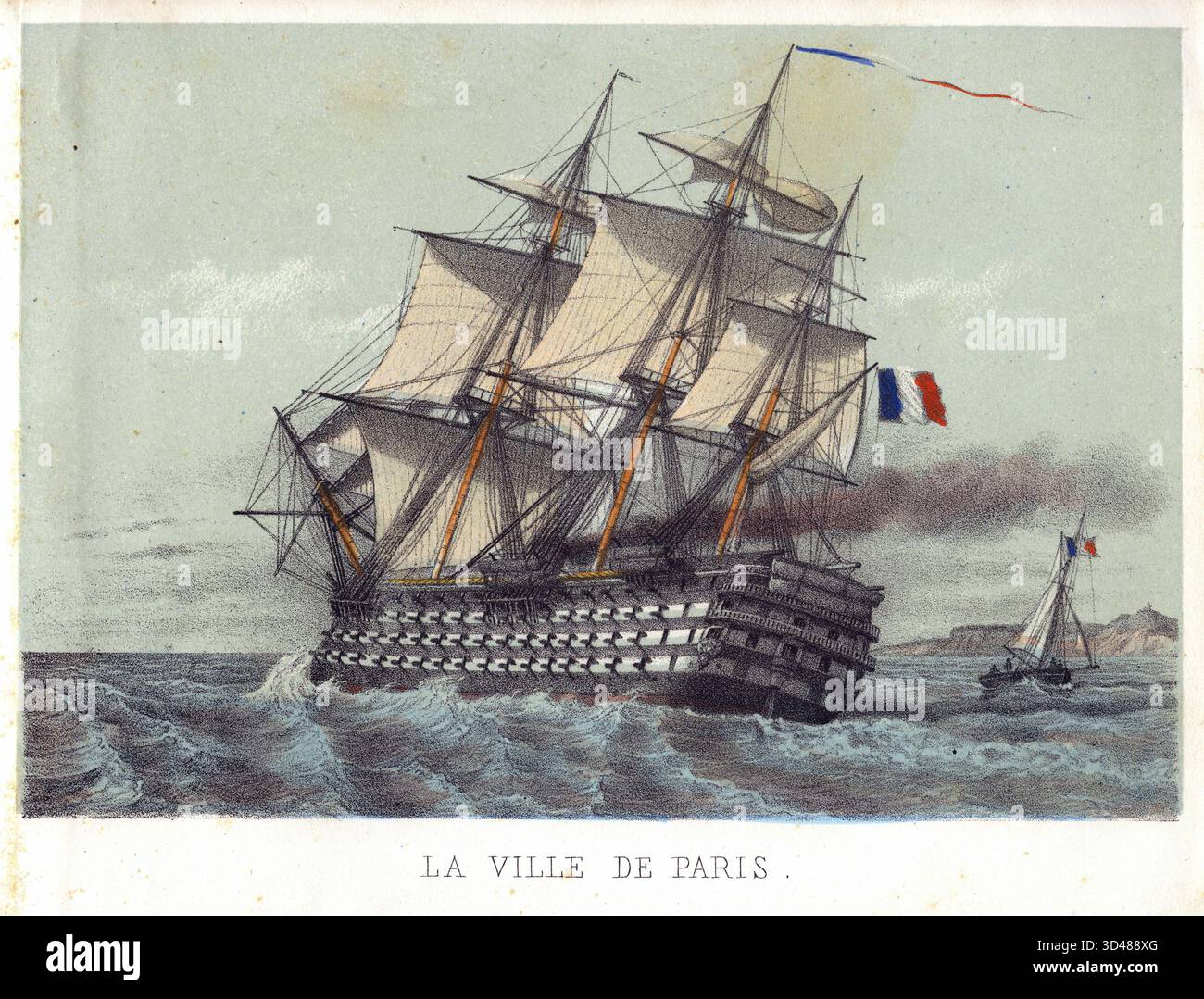 French Navy (Marine Nationale) - La ville de Paris - Engraving from ...