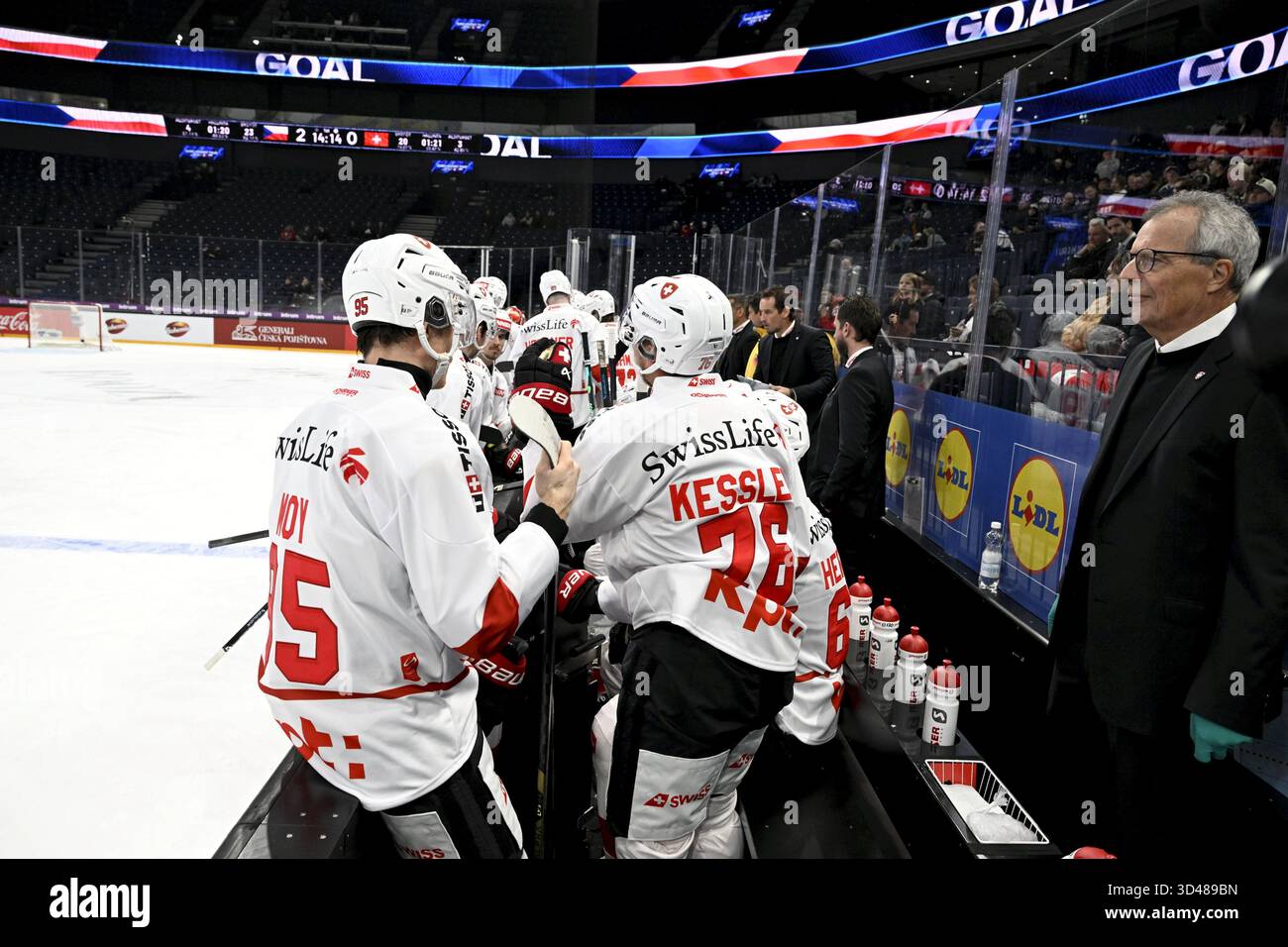 Head Coach Patrick Fischer of Team Switzerland takes time out during the Euro Hockey Tour EHT ...
