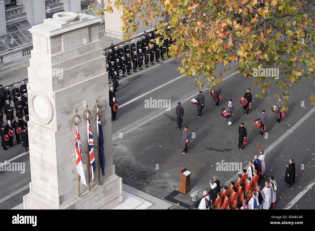 King Charles III during the Remembrance Sunday service at the Cenotaph ...
