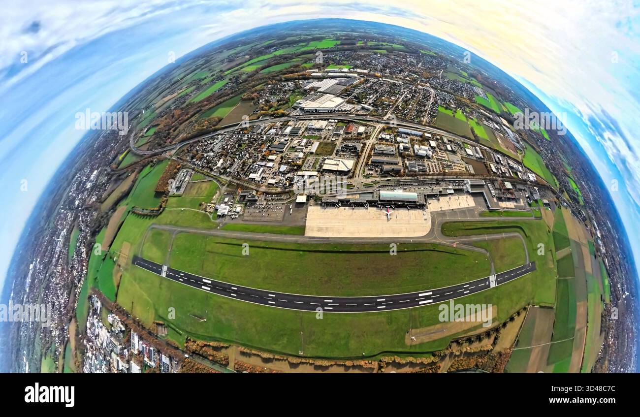 Luftbild, Dortmund Flughafen Airport DTM, Startbahn und Landebahn ...