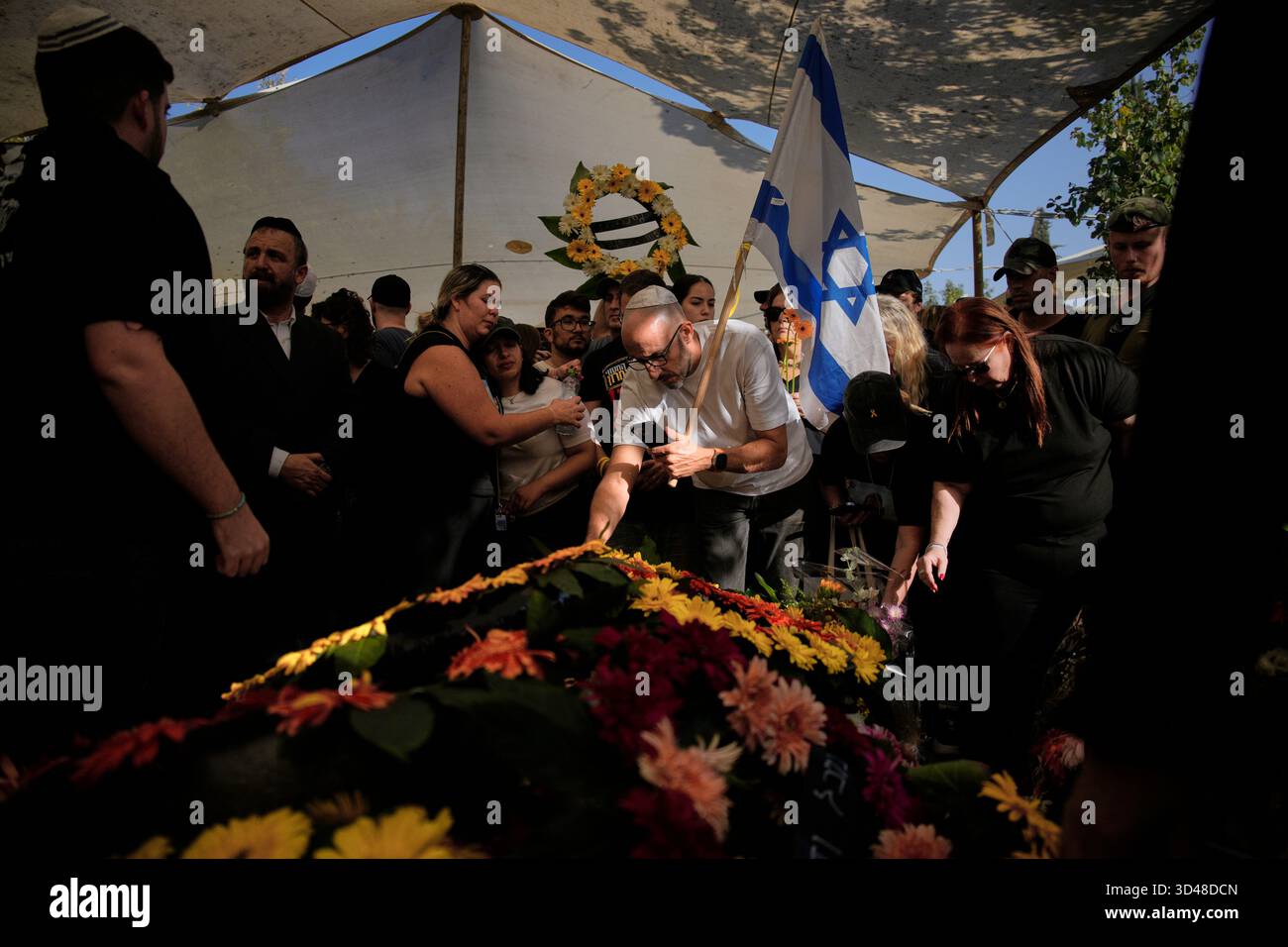 Mourners attend the funeral of slain hostage Israeli-American Staff Sgt ...