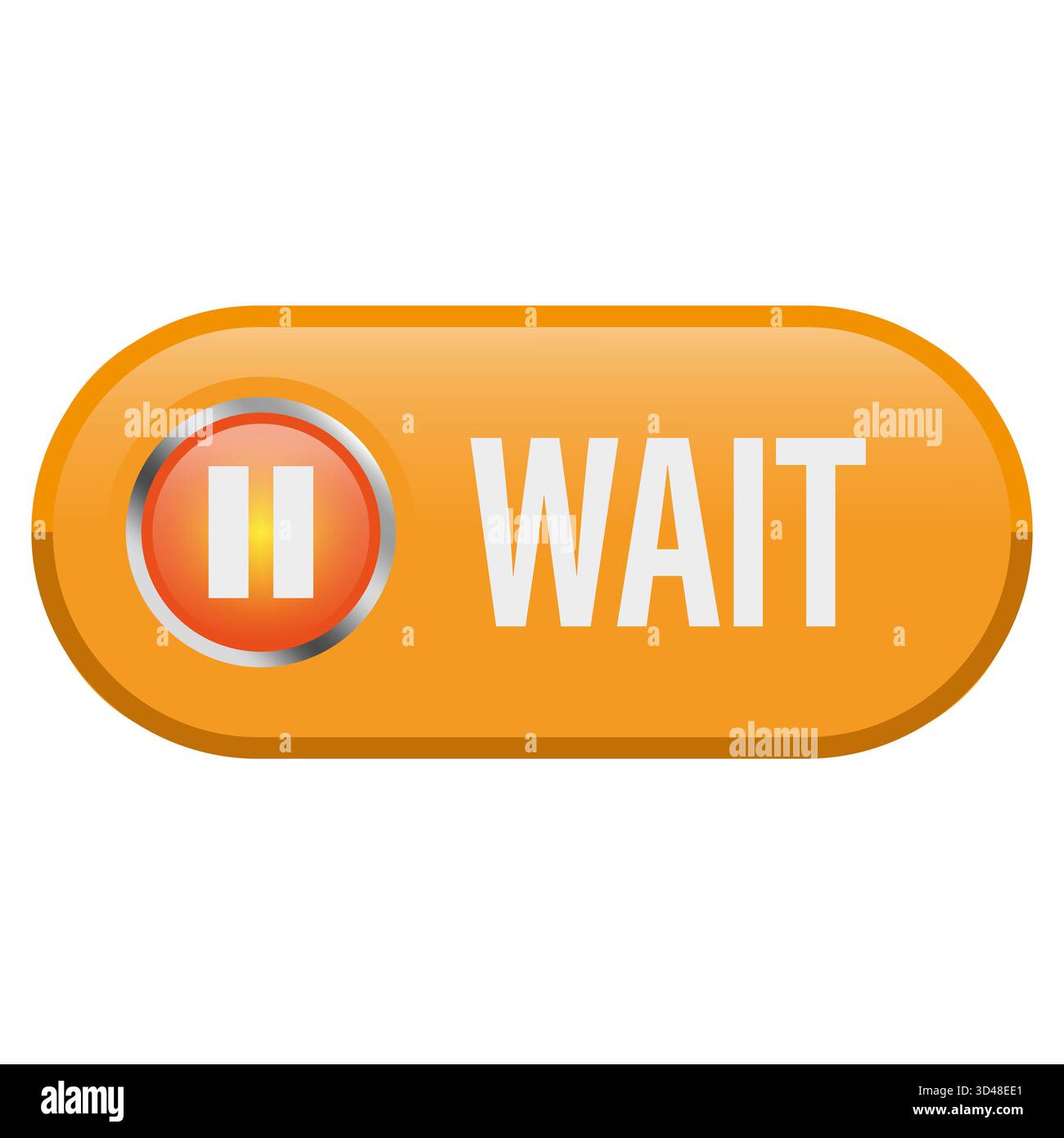 Wait button icon. Orange rectangular shape. Digital pause symbol ...