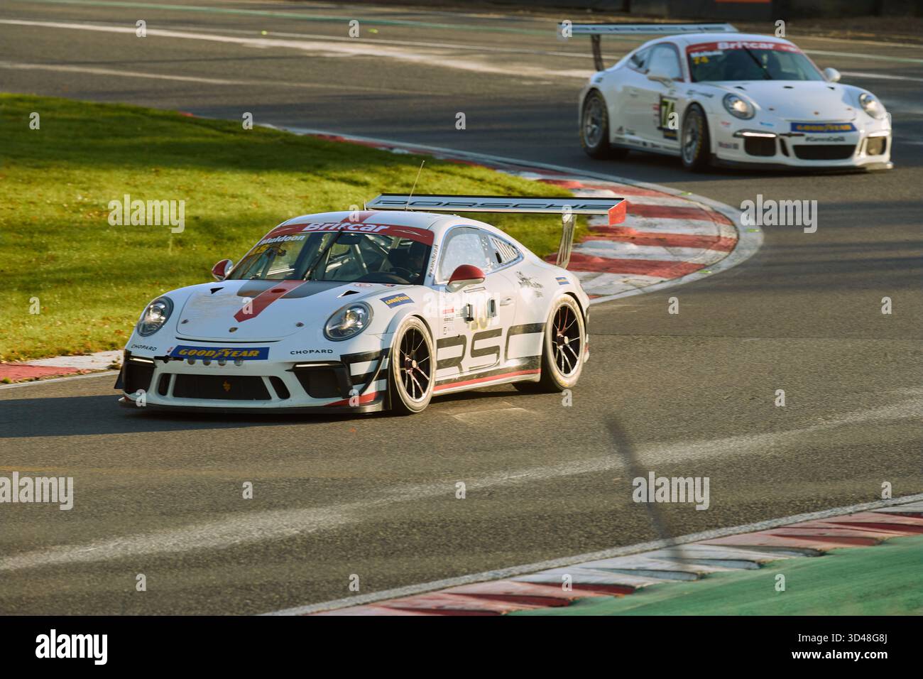 Number 18 AMSPEED in a Porsche 991.2 Cup (CHALLENGE Class) leads Numer ...