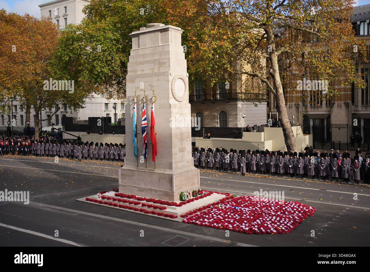 A view of wreaths laid at the Cenotaph on Whitehall during the ...