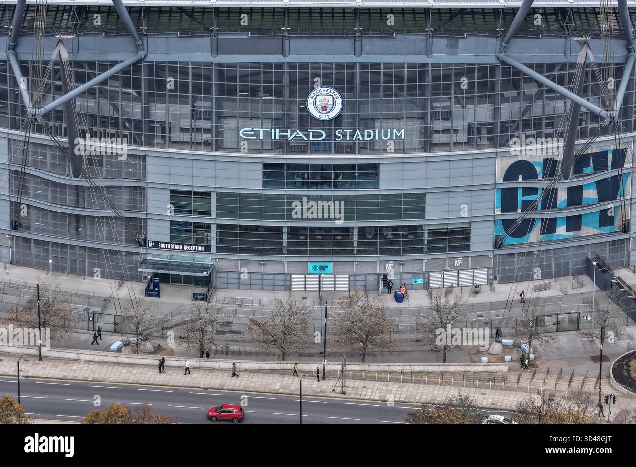 An aerial view of the Etihad Stadium ahead of the Premier League match ...