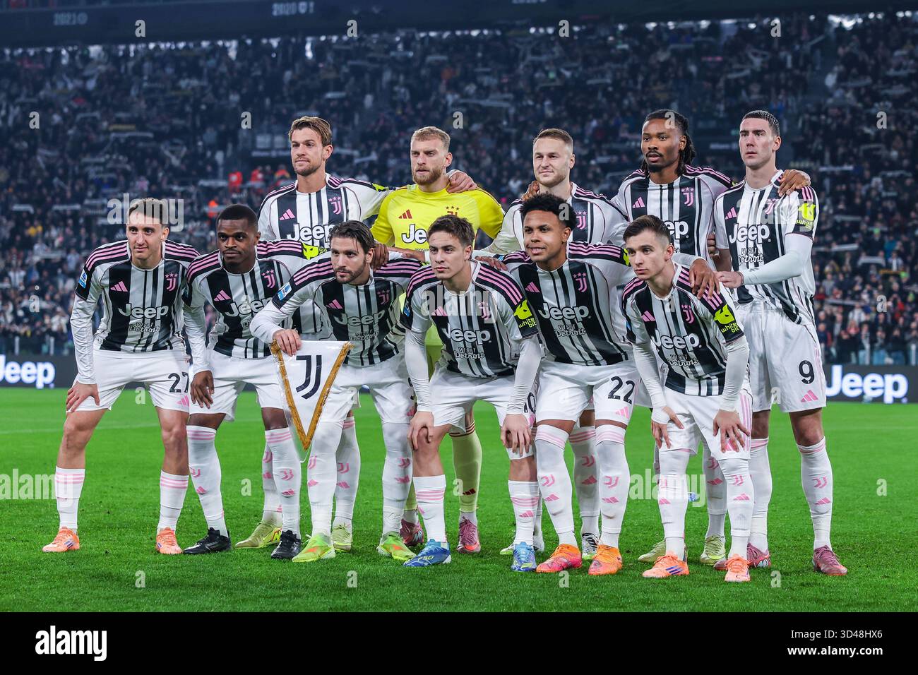 Juventus FC players line up during Serie A 2025/26 football match ...