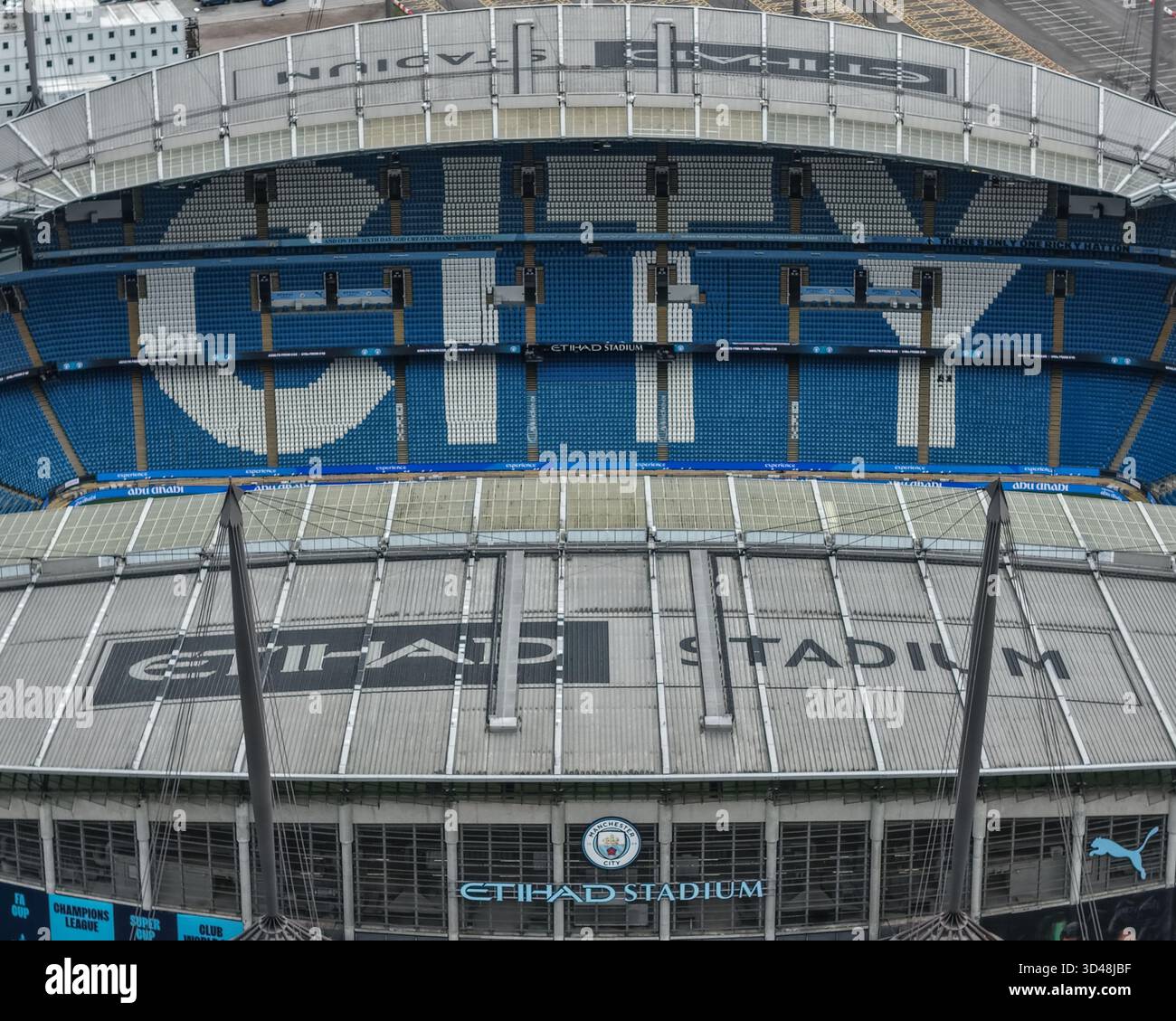 An aerial view of the Etihad Stadium ahead of the Premier League match ...